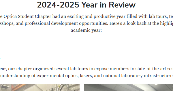 OPTICA Student Chapter: 2024–2025 Year in Review | Institute for ...